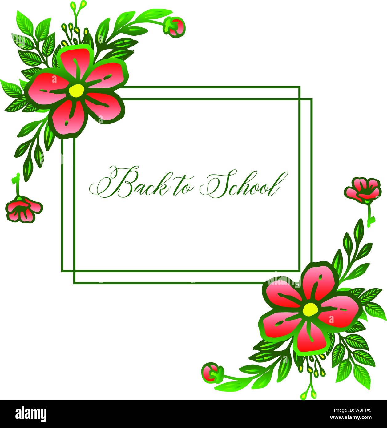 Back to school background with orange flower frame blooms. Vector Stock ...