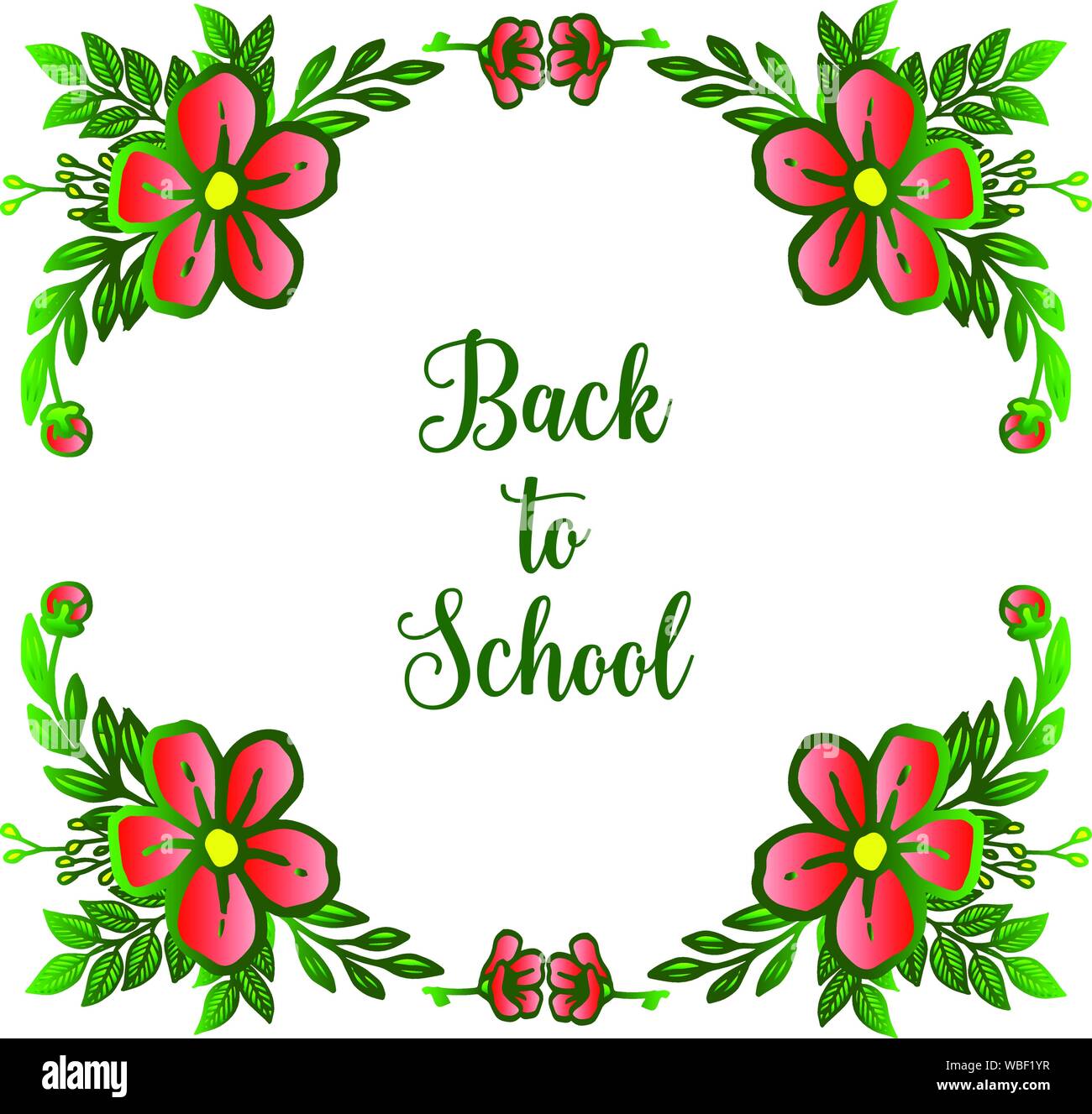Back to school background with orange flower frame blooms. Vector Stock ...
