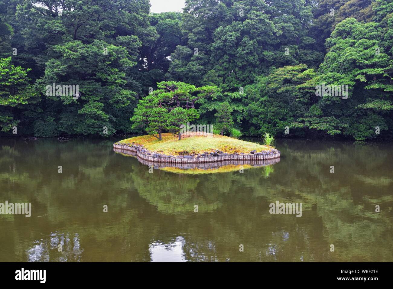 Traditional Japanese gardens in public parks in Tokyo, Japan. Views of ...