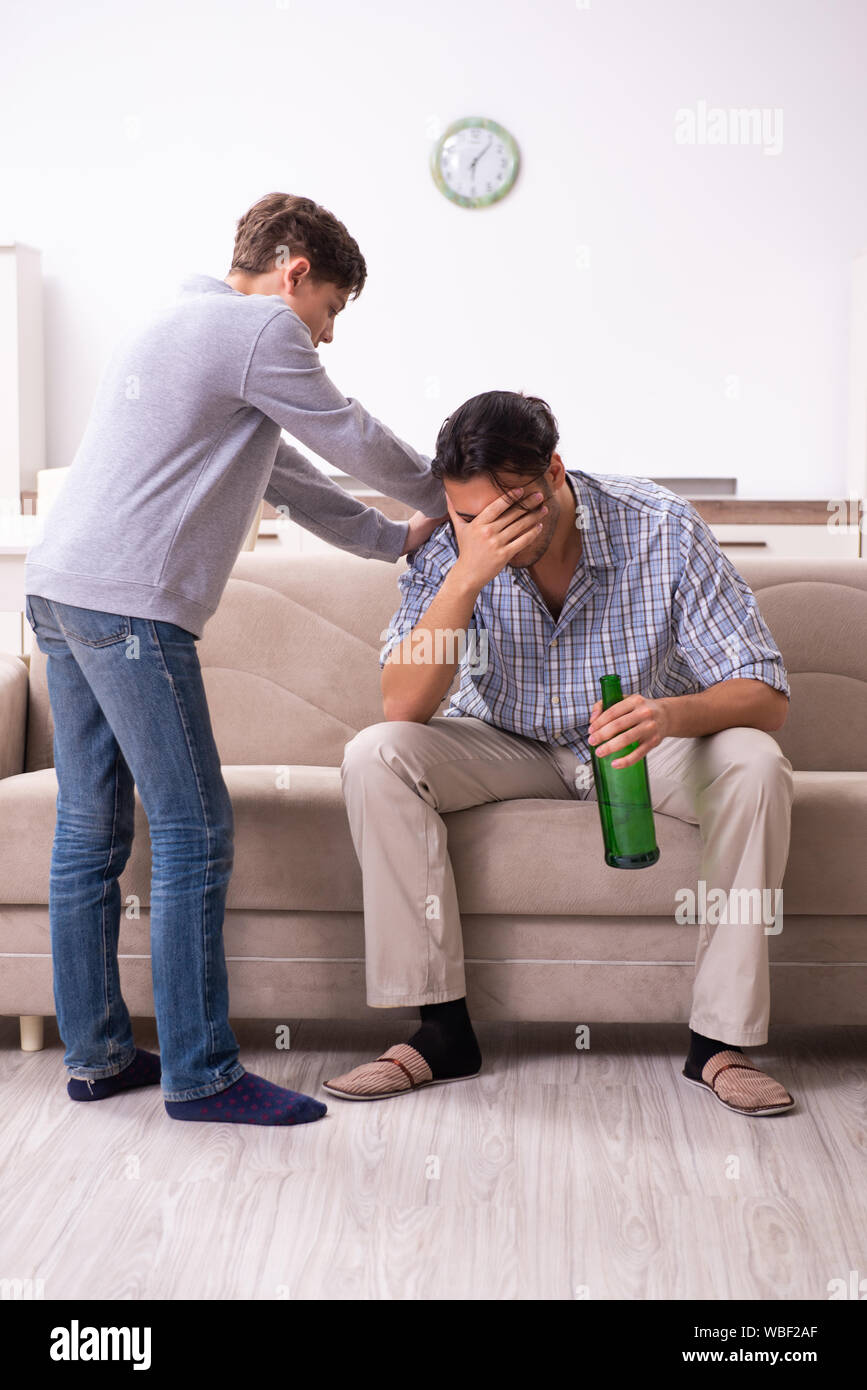 The drunk father and his son Stock Photo - Alamy