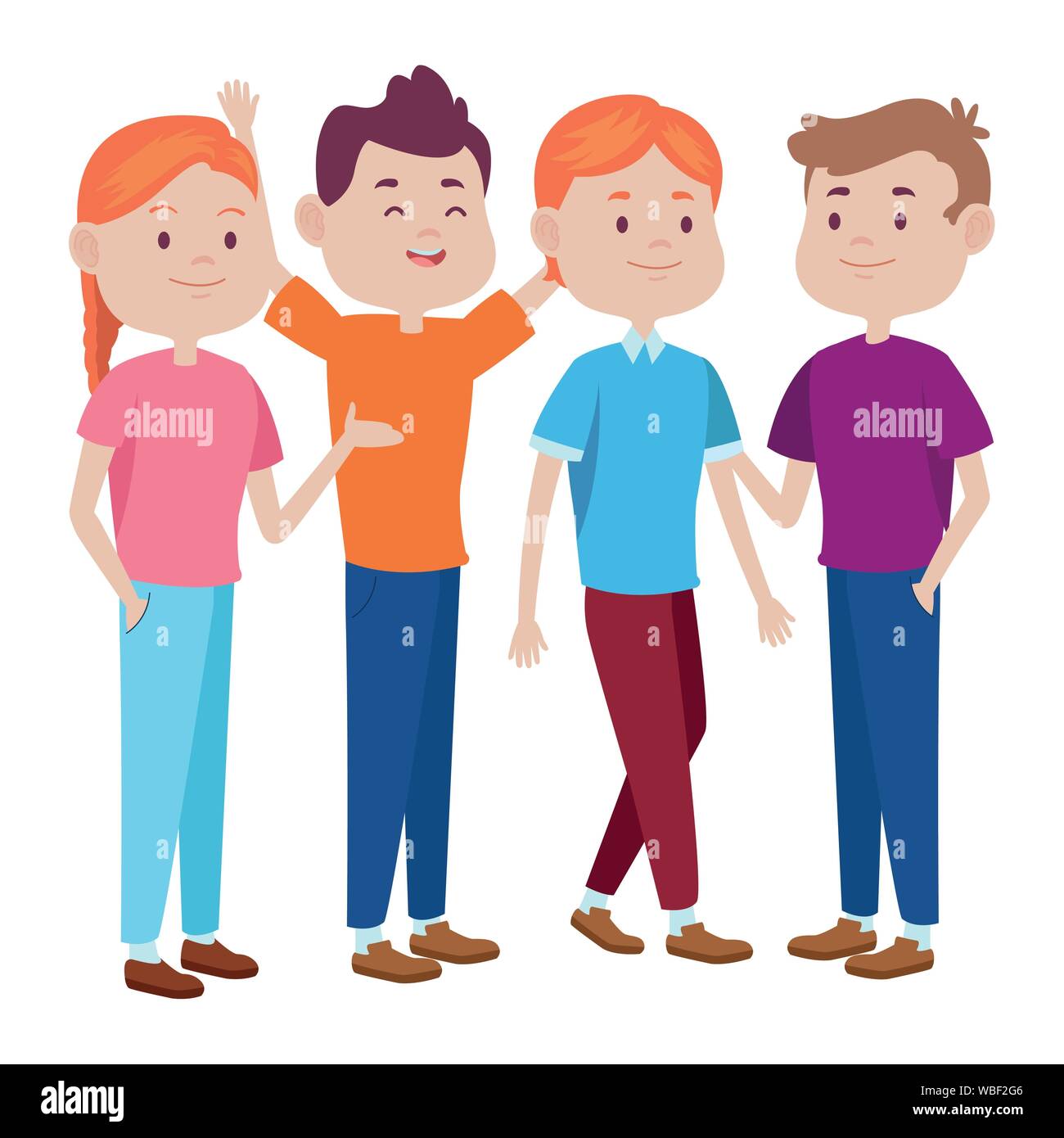 Teenagers friends smiling and greeting cartoons Stock Vector Image ...