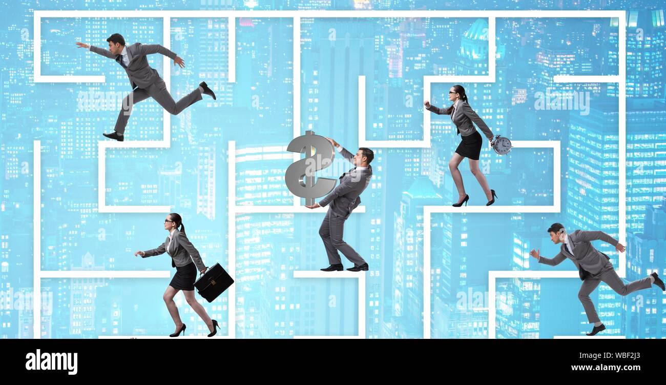 The business people getting lost in maze uncertainty concept Stock ...