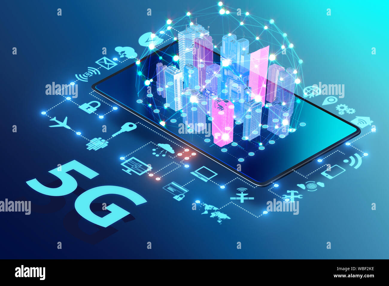 The 5g high internet speed - 3d rendering Stock Photo - Alamy