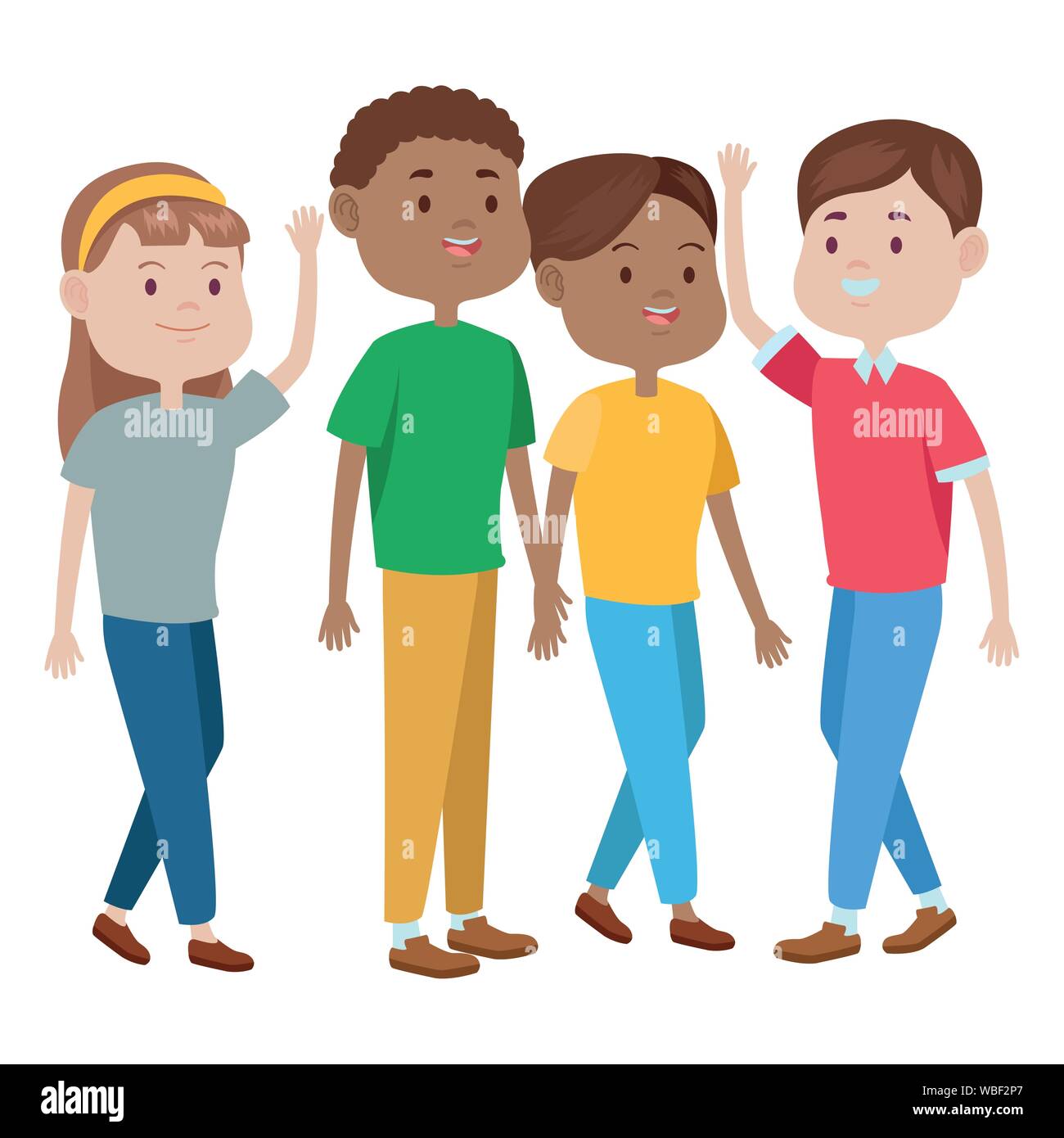 Teenagers friends smiling and greeting cartoons Stock Vector Image ...