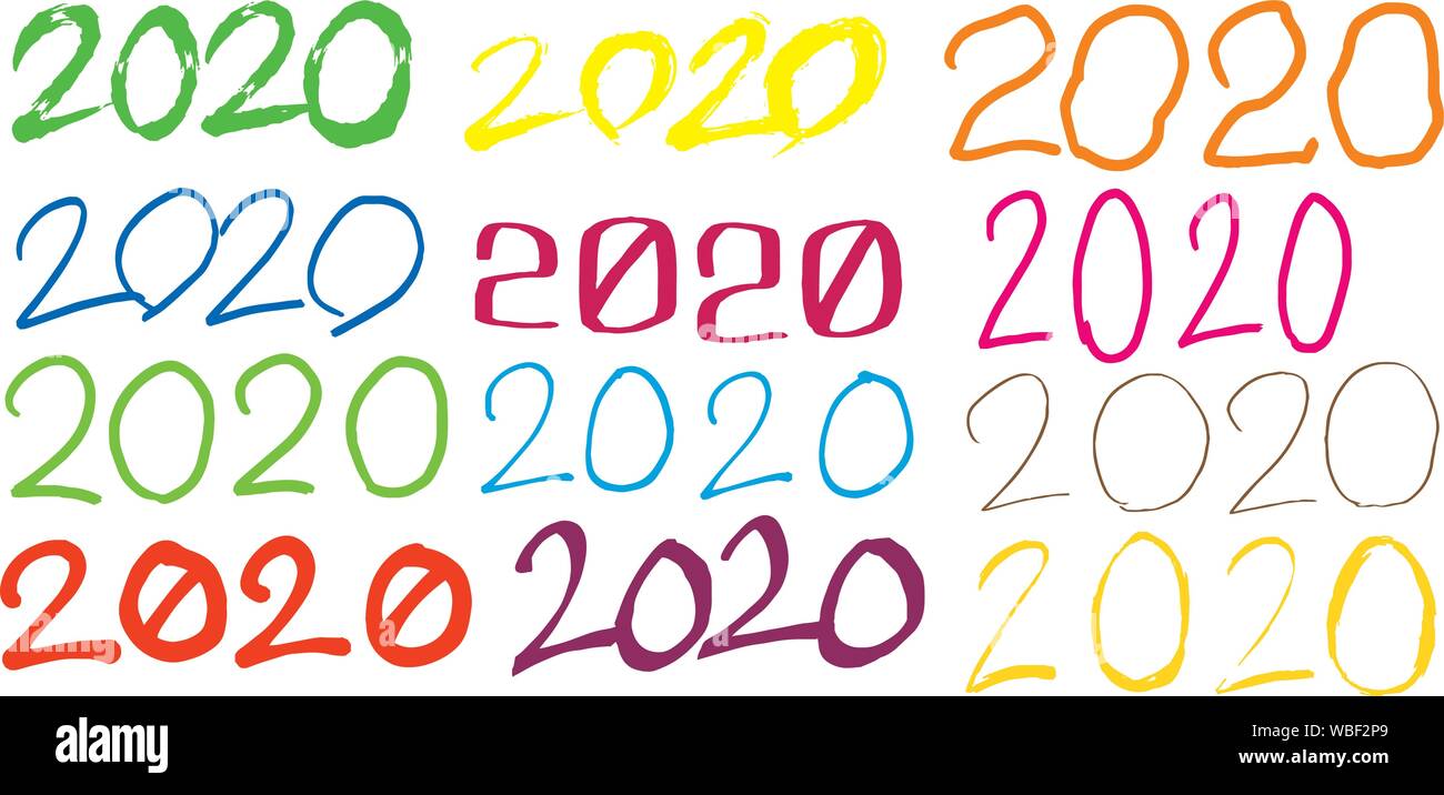 This is a illustration of Handwritten 2020 character illustration Stock ...