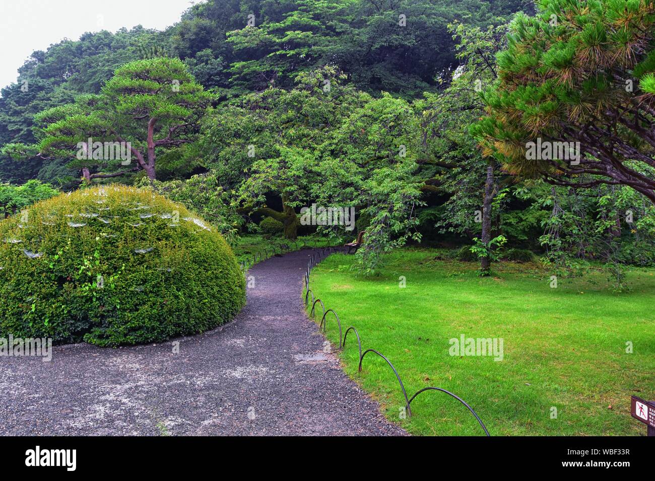 Traditional Japanese gardens in public parks in Tokyo, Japan. Views of ...