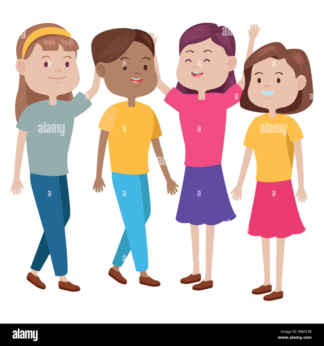 Teenagers friends smiling and greeting cartoons Stock Vector Image ...