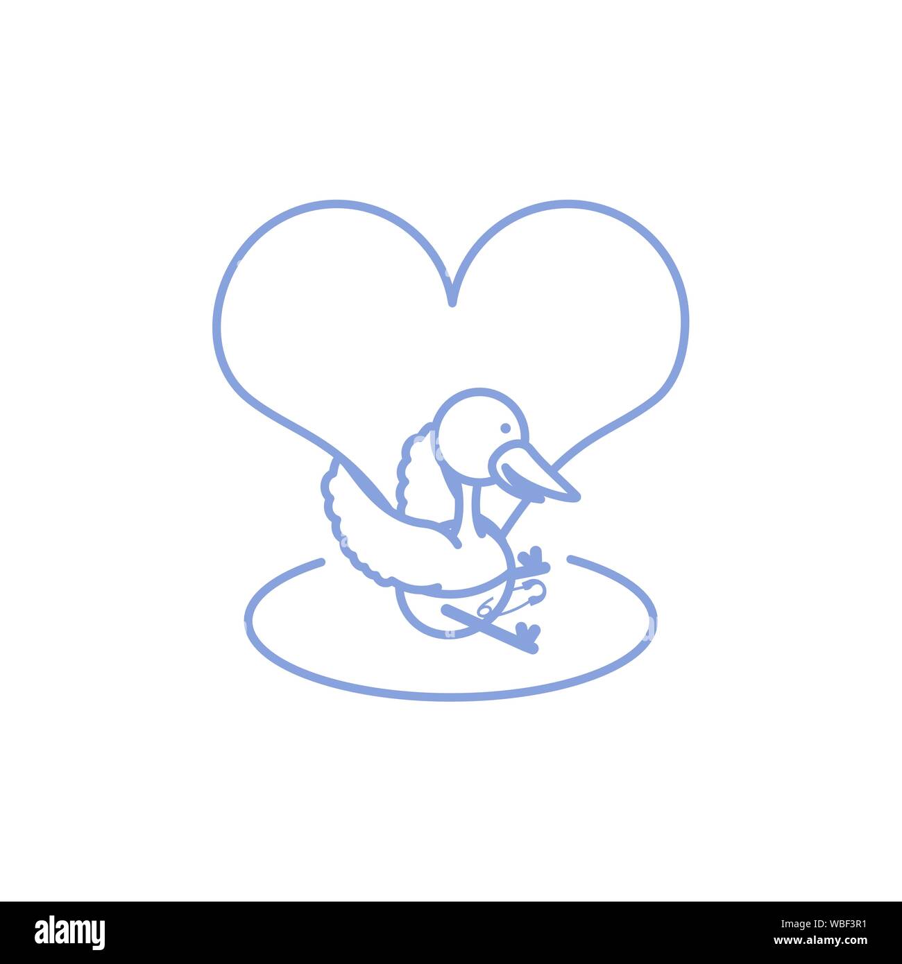 cute stork animal with heart love vector illustration design Stock ...