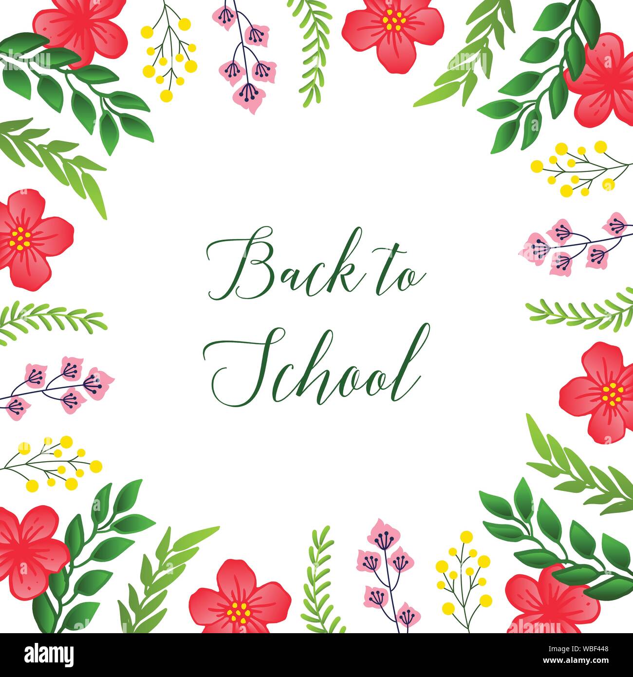 Banner art back to school, with elegant colorful wreath frame. Vector ...