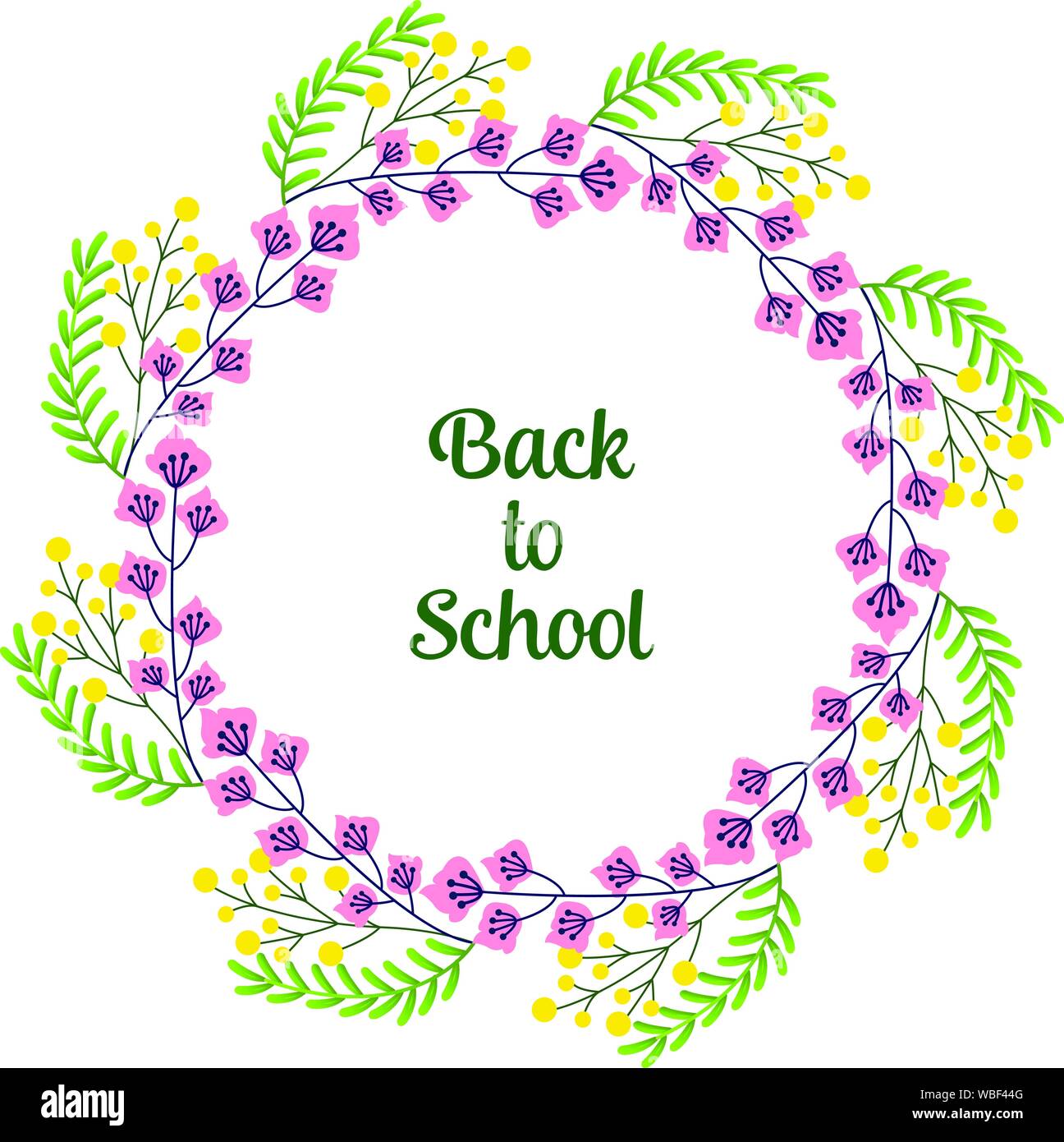 Banner art back to school, with elegant colorful wreath frame. Vector ...