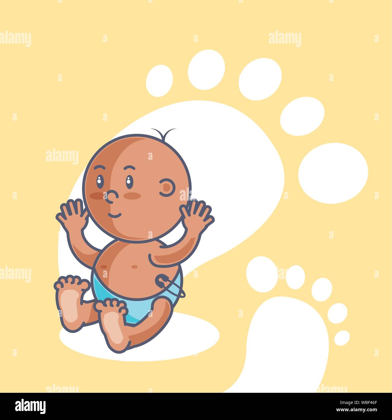 cute baby boy with footprints decoration vector illustration design ...