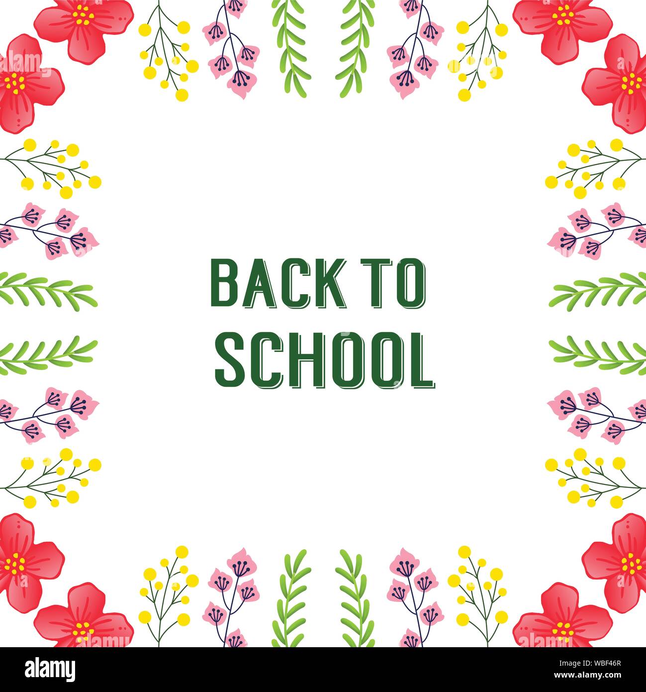 Banner art back to school, with elegant colorful wreath frame. Vector ...