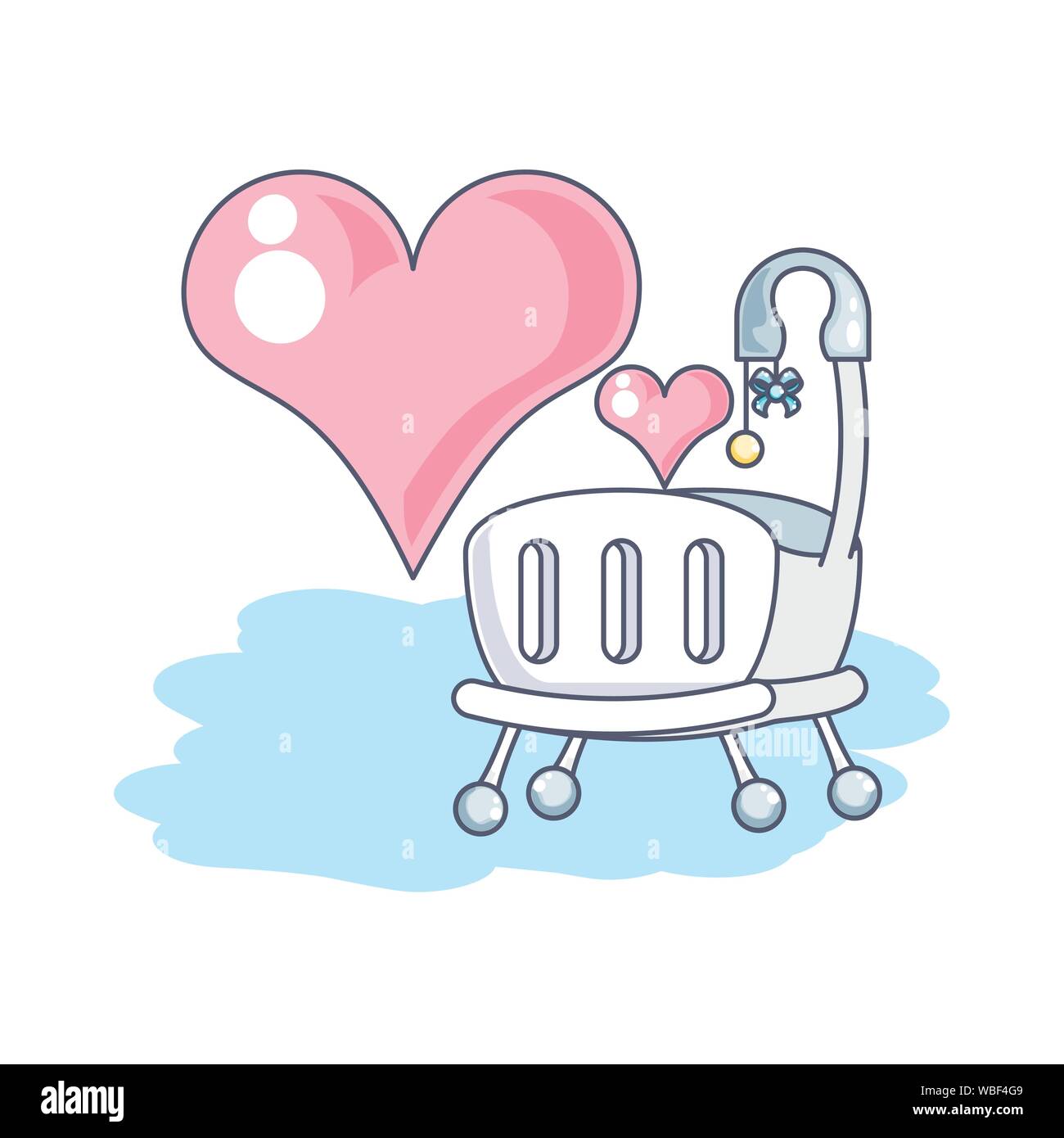 cute baby crib with hearts love vector illustration design Stock Vector ...