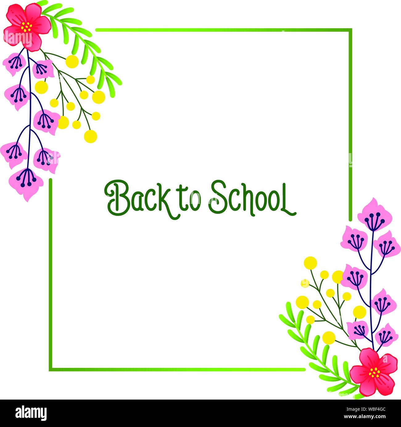 Banner art back to school, with elegant colorful wreath frame. Vector ...