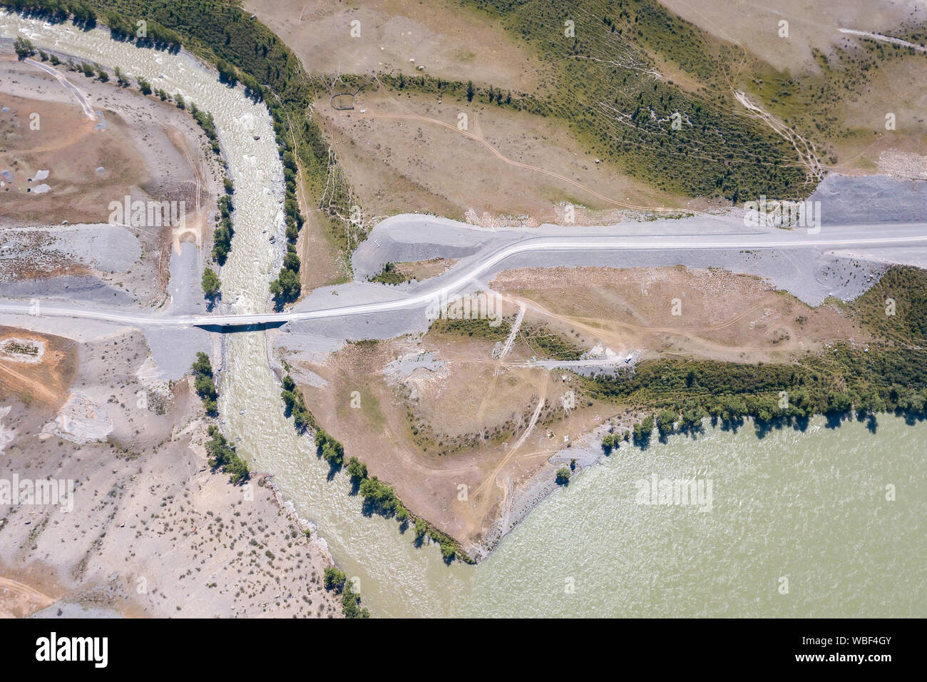 Aerial view of a picturesque place in the Altai mountains with an ...