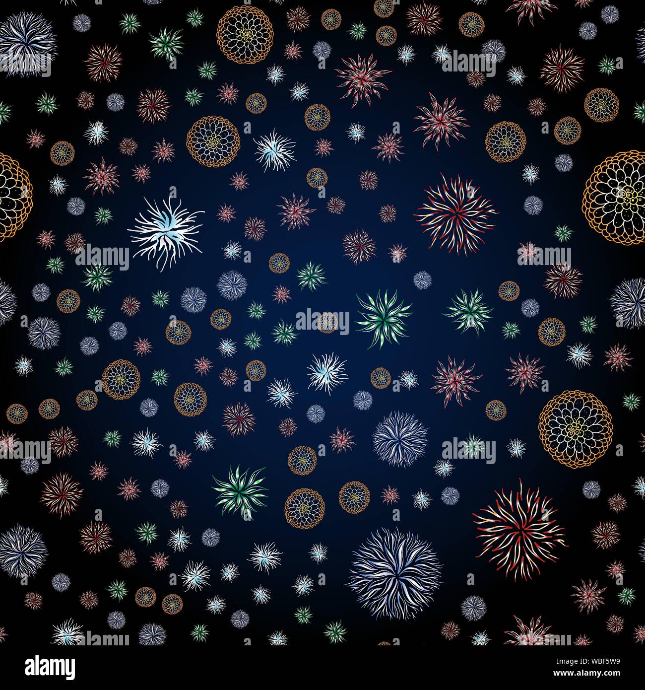 Seamless pattern of outline microbes. Colorful simple line elements ...