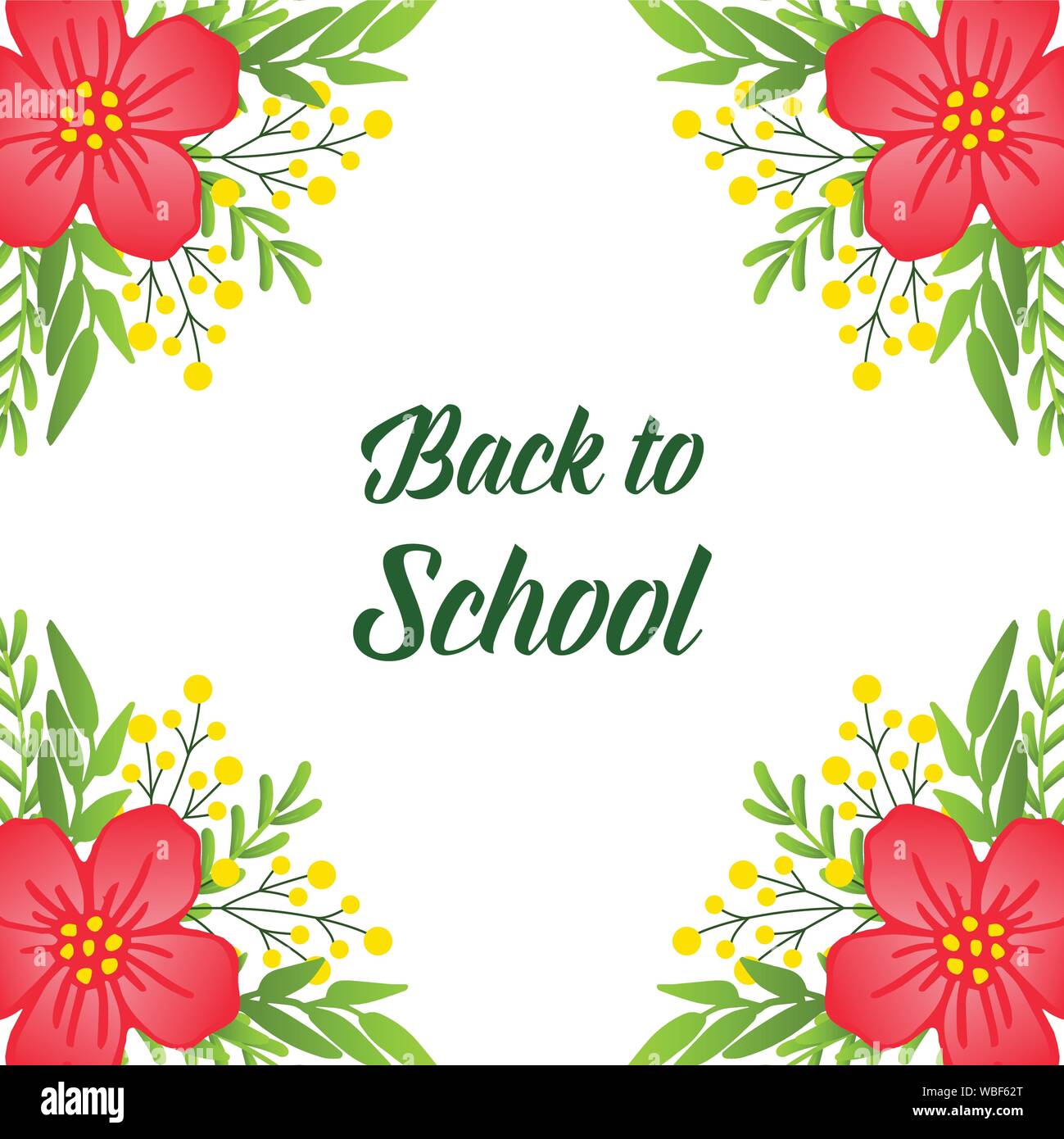 Design of invitation card back to school, with plant of leaf flower ...