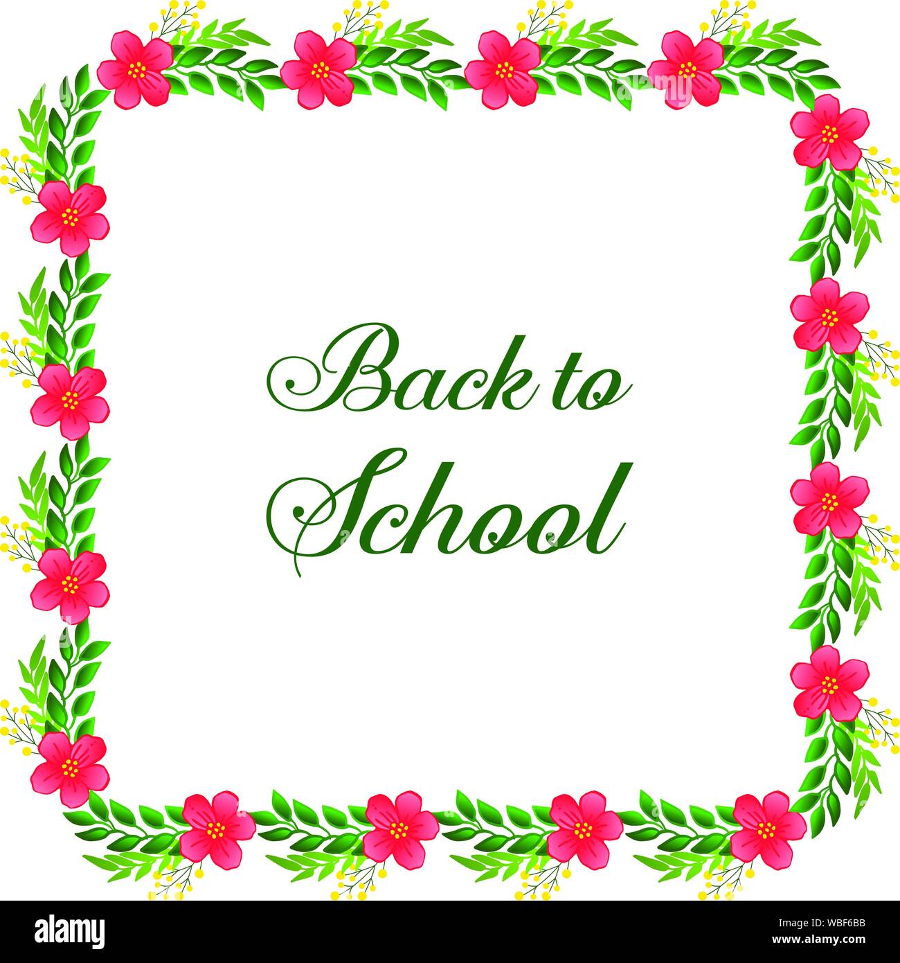 Back to school design element, with art decor style of leaf flower ...