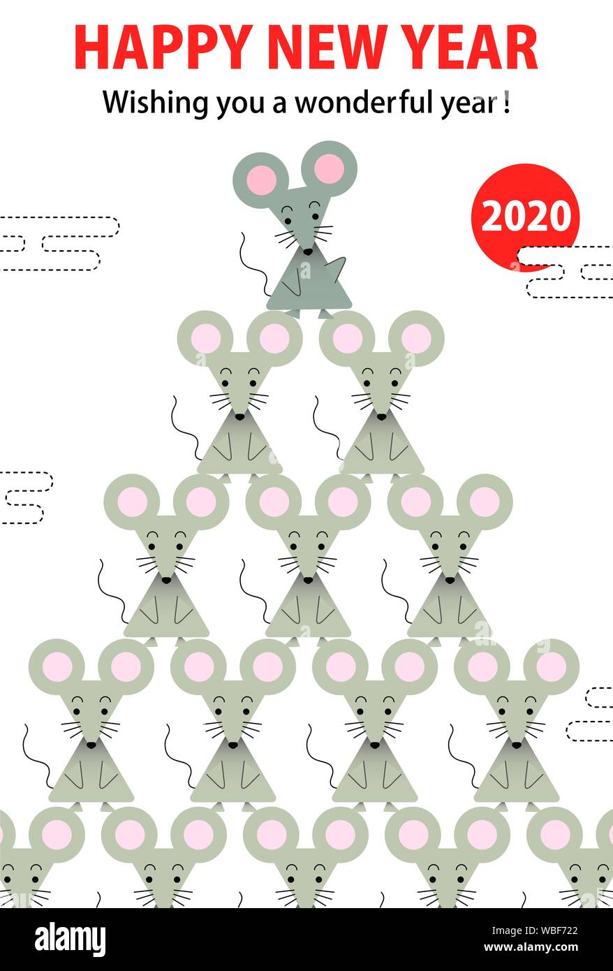 This is a illustration of New Year's card with Rat pyramid in 2020 ...
