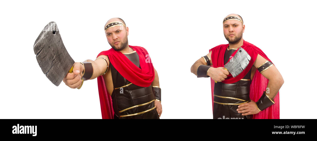 The gladiator isolated on white background Stock Photo - Alamy