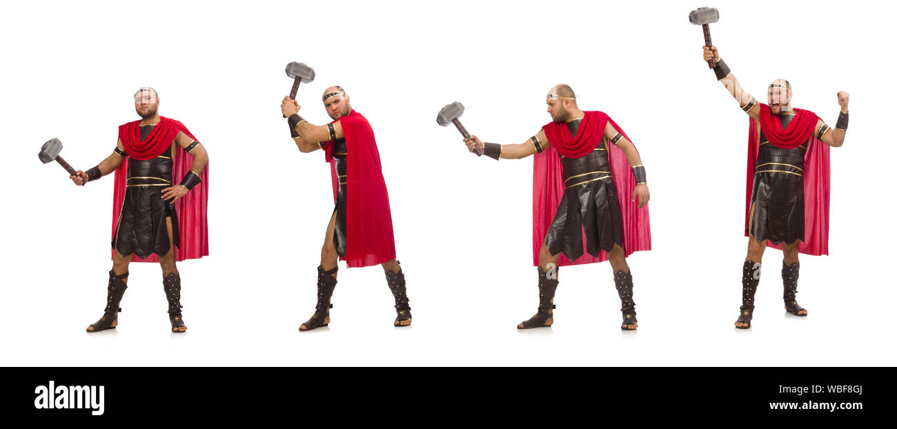 The gladiator isolated on white background Stock Photo - Alamy
