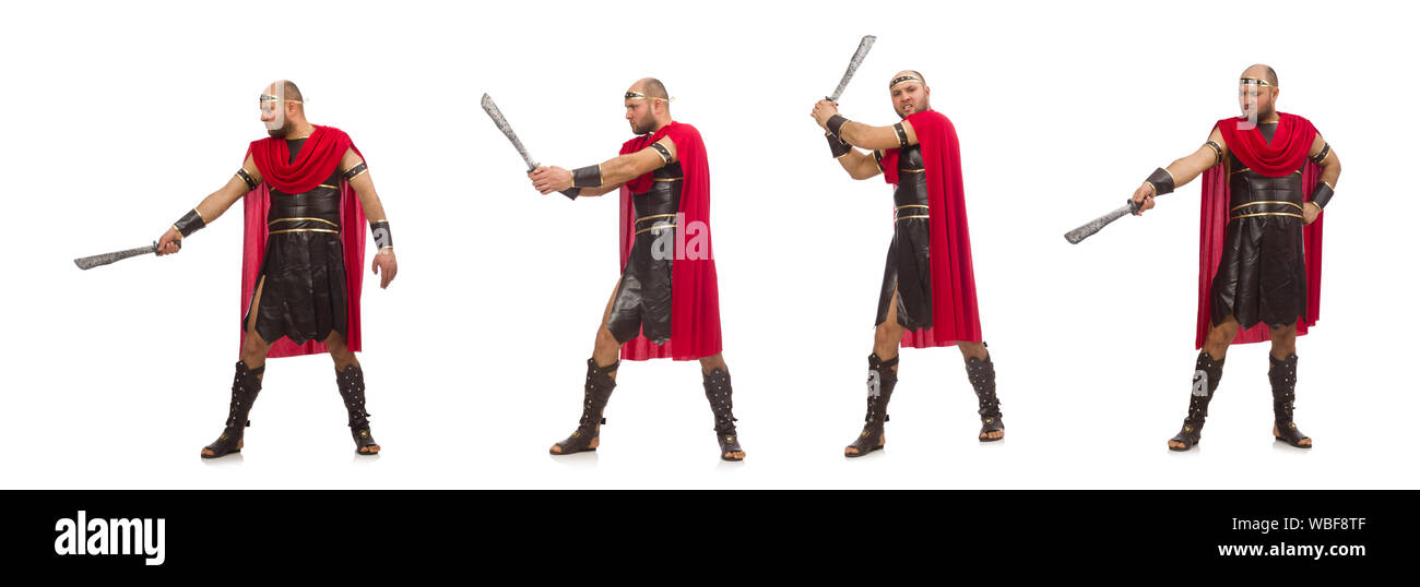 The gladiator isolated on white background Stock Photo - Alamy
