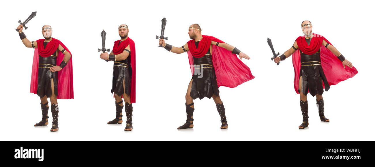 The gladiator isolated on white background Stock Photo - Alamy