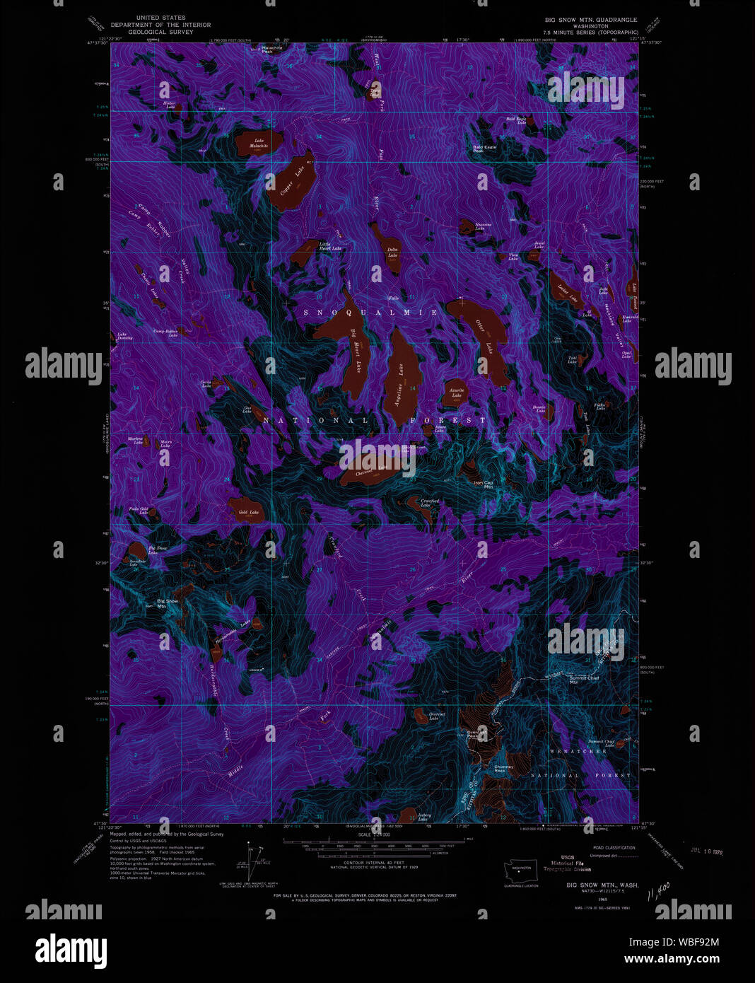 USGS Topo Map Washington State WA Big Snow Mtn 240057 1965 24000 ...