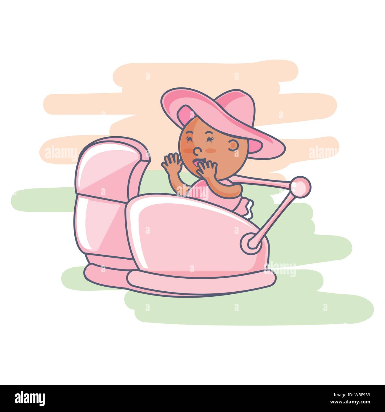 cute baby cart with girl newborn vector illustration design Stock ...