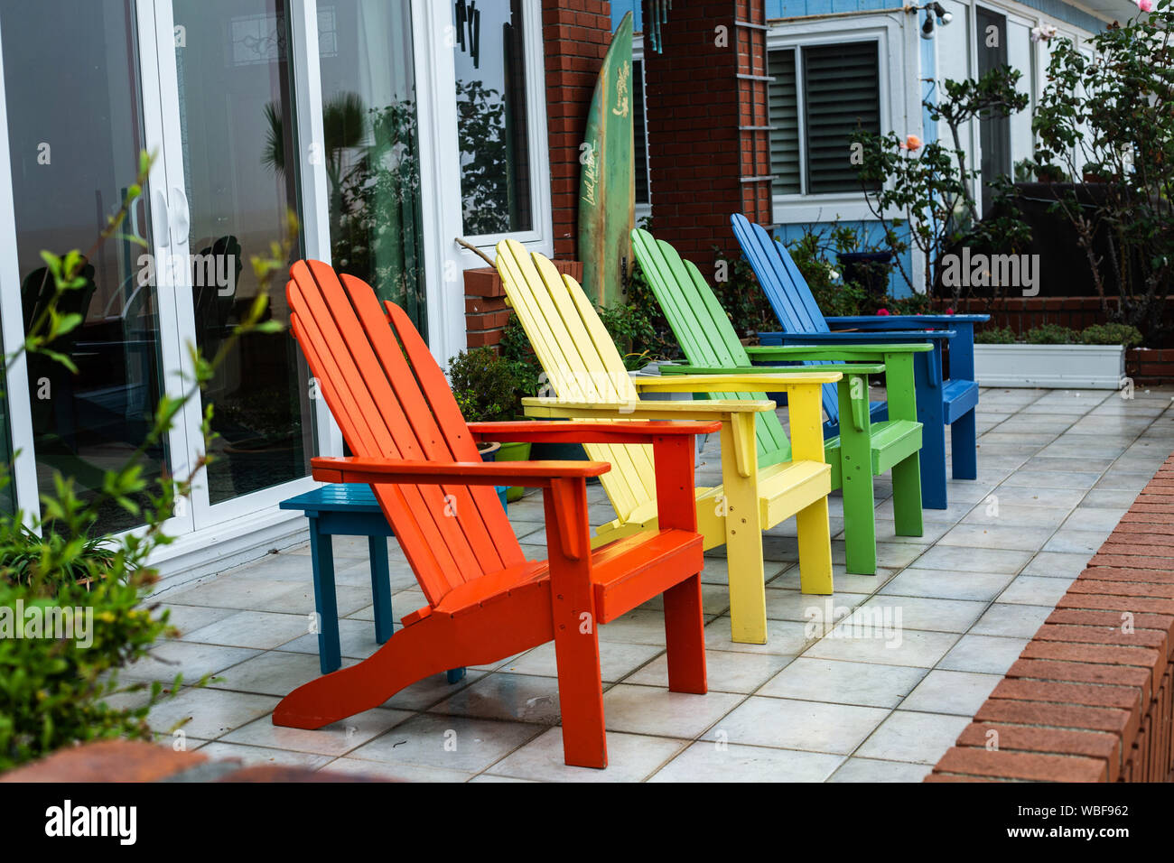 Primary Colors on the Patio Stock Photo - Alamy