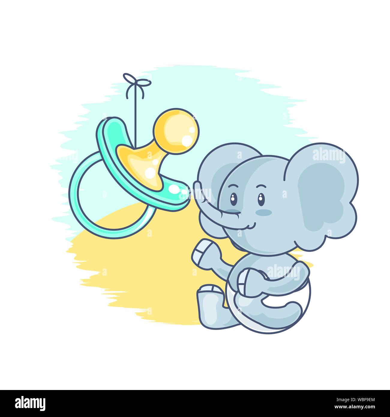 cute elephant baby animal and pacifier vector illustration design Stock ...