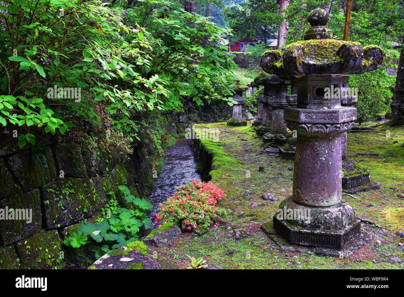 Traditional Japanese gardens in public parks in Tokyo, Japan. Views of ...