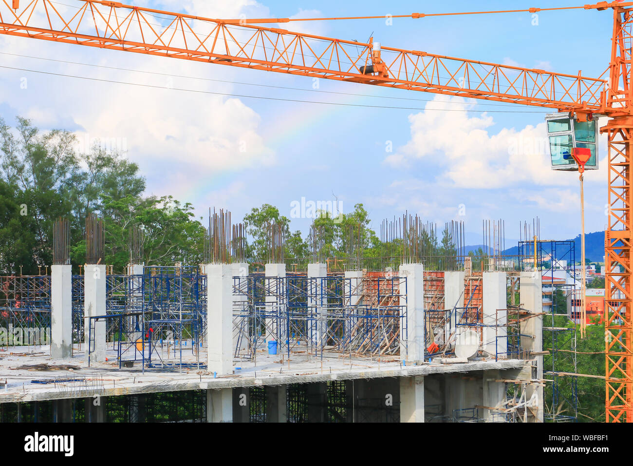 high big construction housing project in develop city and tower crane ...