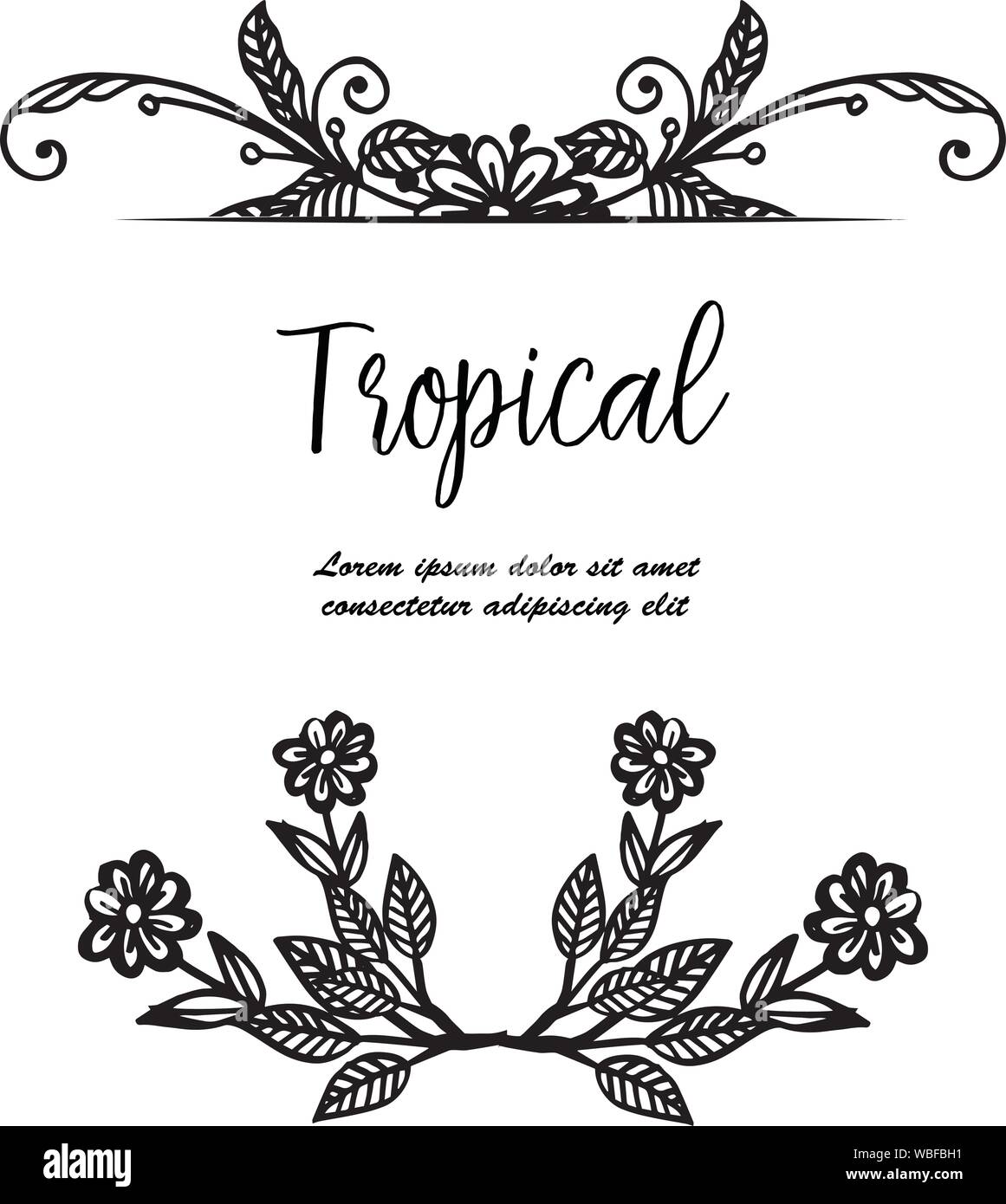 Vector illustration bridal shower with texture of leaf flower frame ...