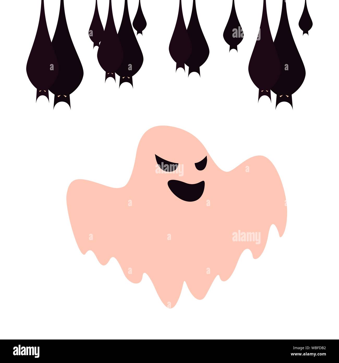 ghost bats happy halloween celebration design vector illustration Stock ...