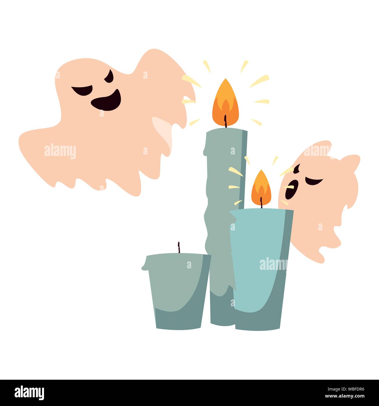 ghost candles happy halloween celebration design vector illustration ...