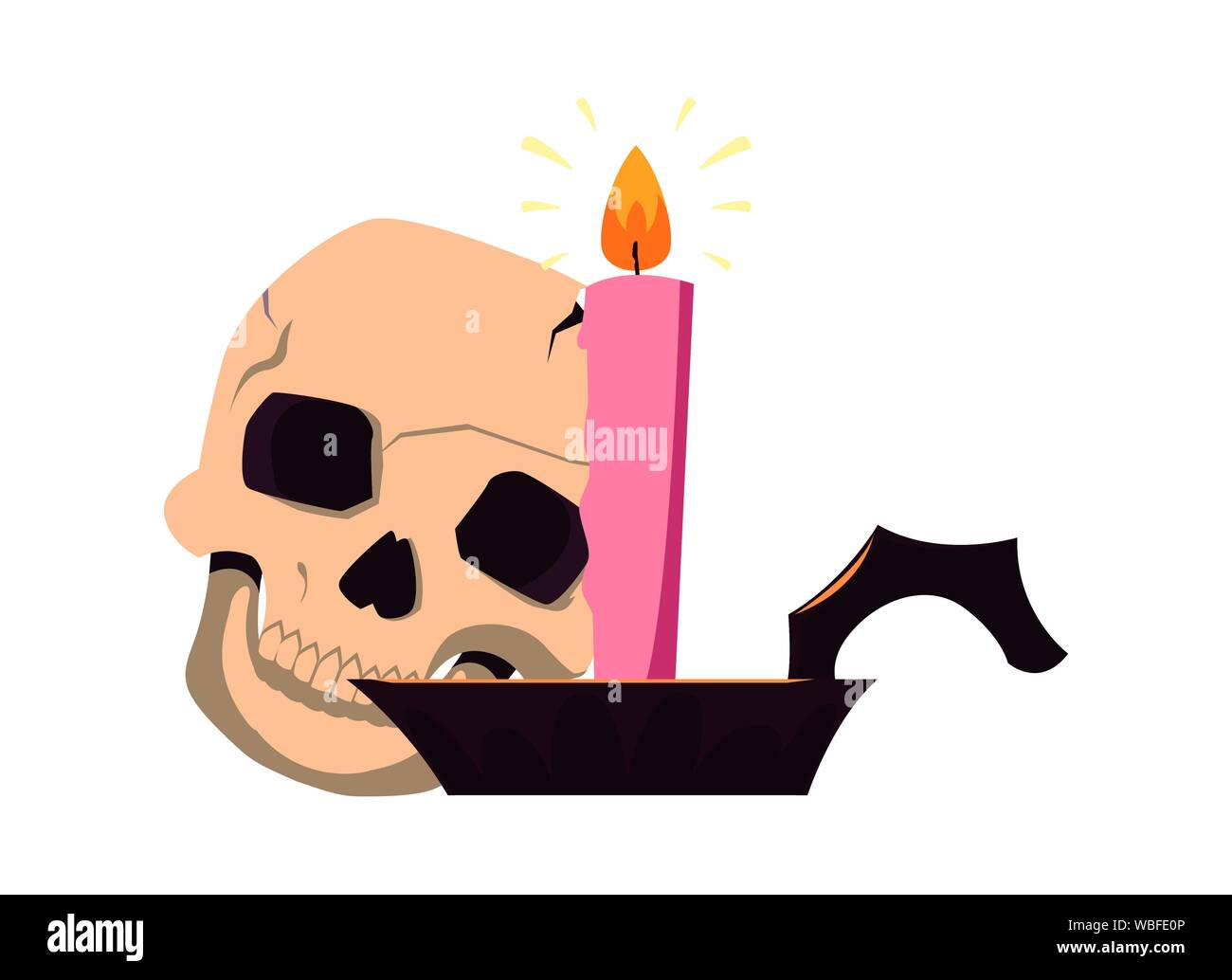 skull and candle happy halloween vector illustration Stock Vector Image ...
