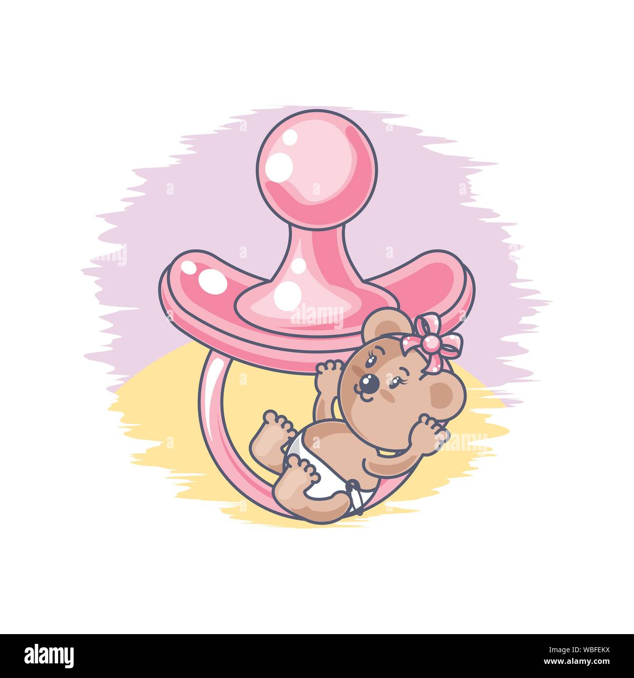 cute female bear baby animal and pacifier vector illustration design ...