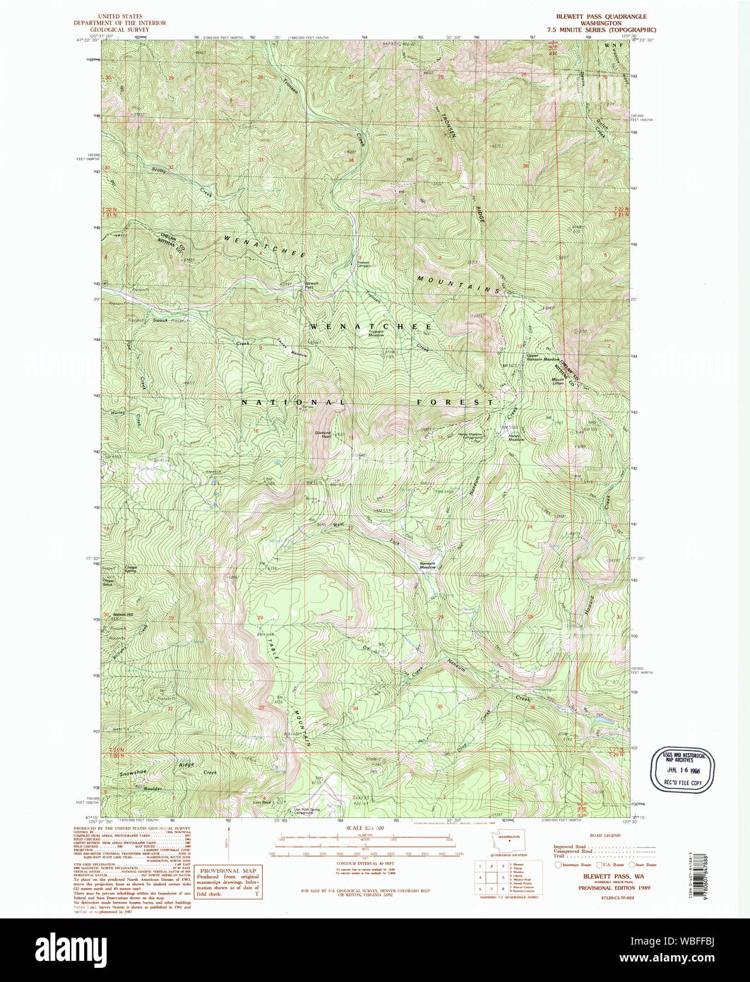 USGS Topo Map Washington State WA Blewett Pass 240112 1989 24000 ...