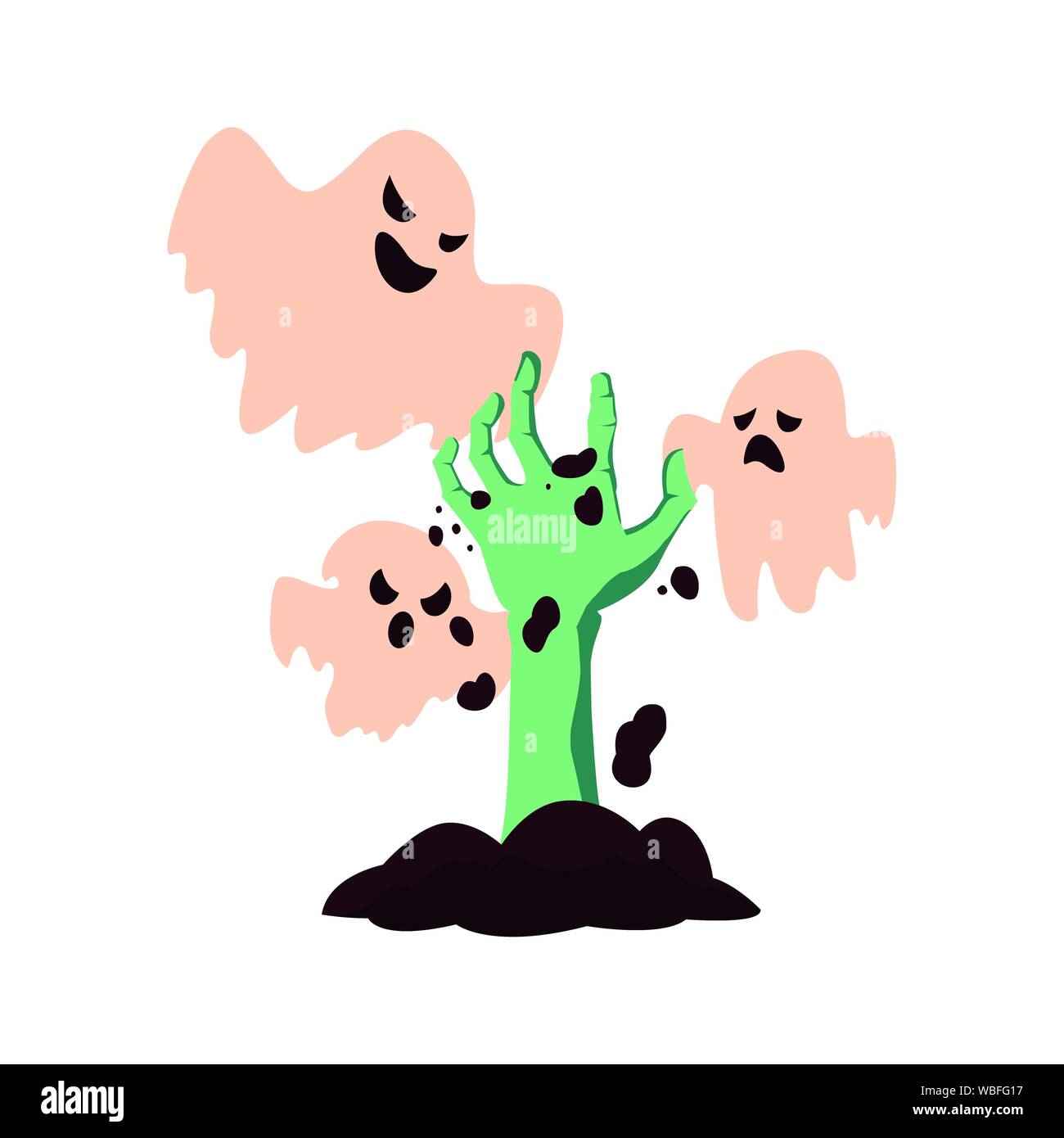 ghosts zombie hand happy halloween celebration design vector ...