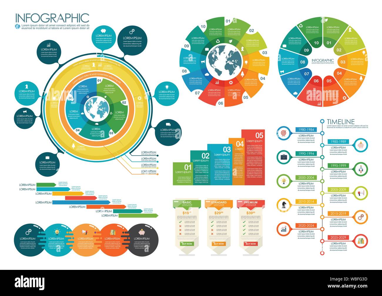 Infographic chart templates collection. vector illustration Stock ...