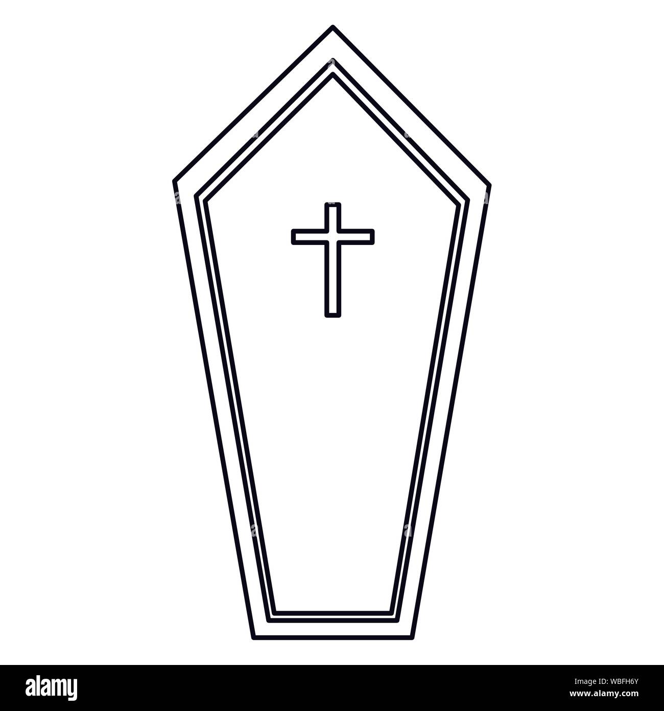 coffin happy halloween celebration design vector illustration outline ...