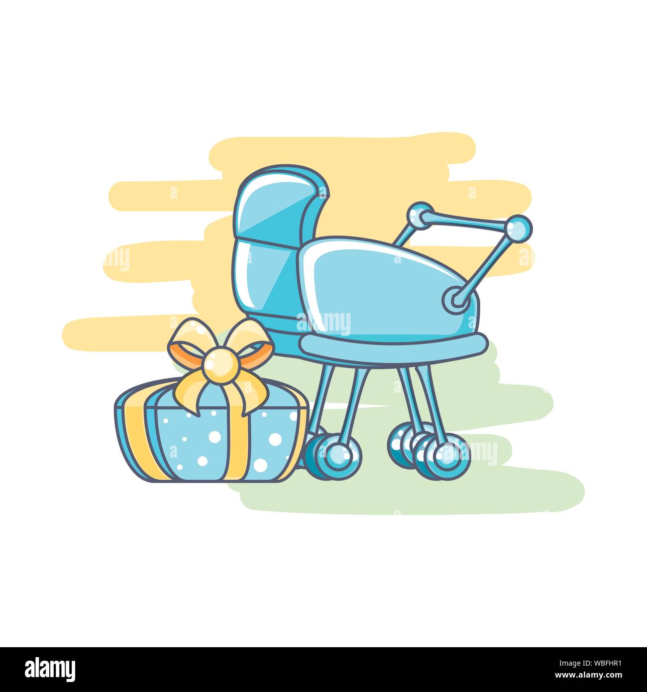cute baby cart with gift box present vector illustration design Stock ...