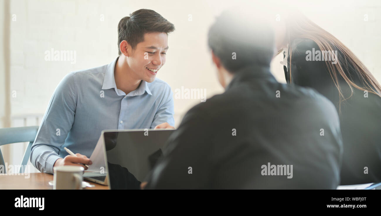 Group of professional business people brainstorming the strategy ...