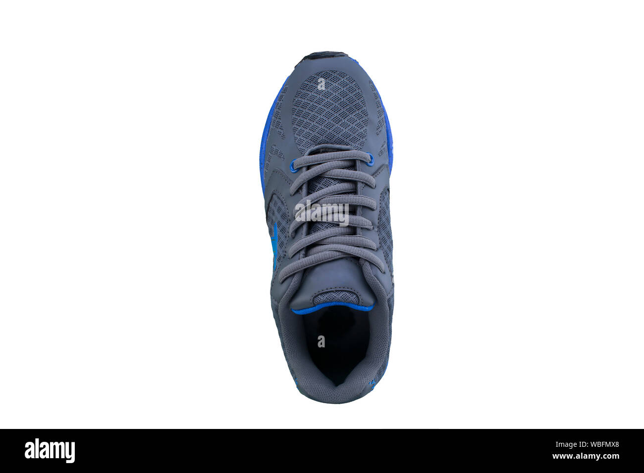 Sneaker gray with blue soles. Sport shoes on white background Stock ...