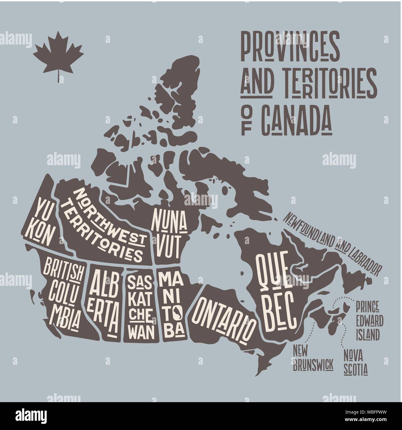 Map Canada. Poster map of provinces and territories of Canada Stock ...