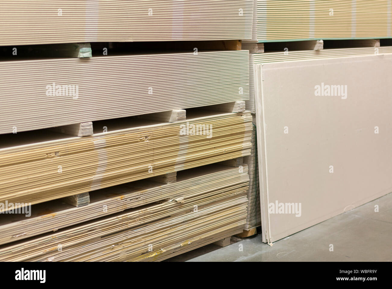 The stack of gypsum board preparing for construction. Gypsum ...