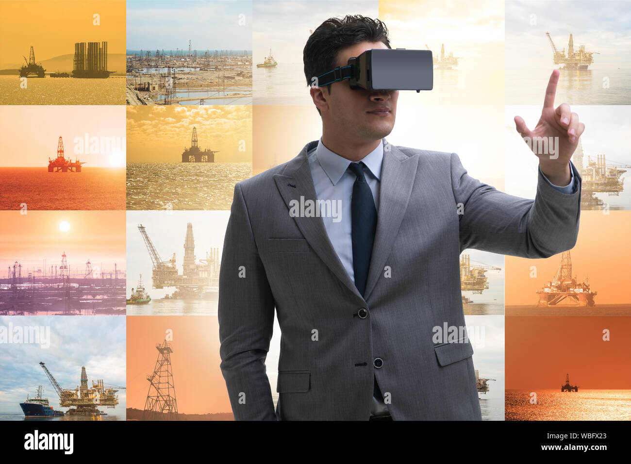 The oil worker in remote operations concept in oil industry Stock Photo ...