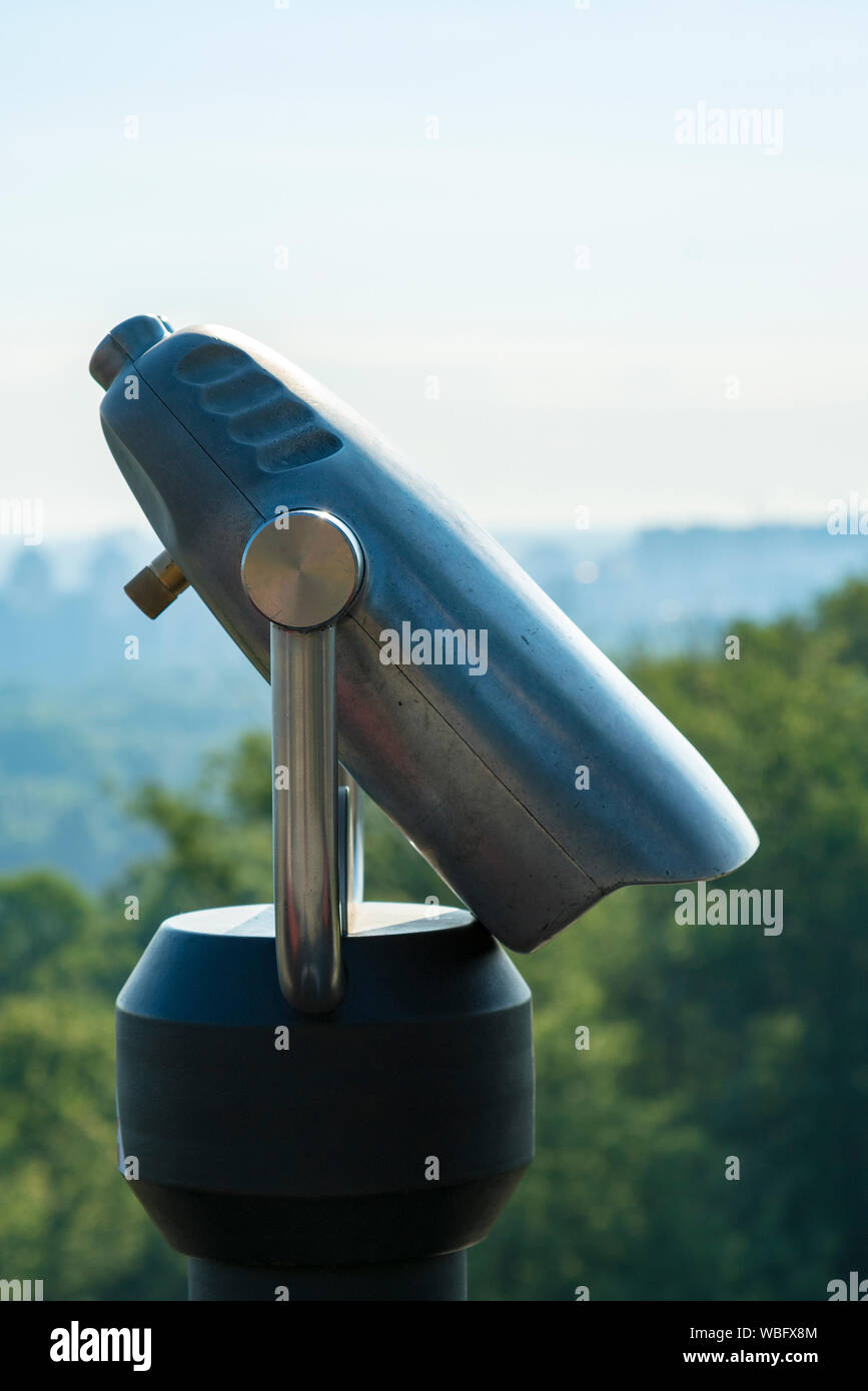 Observation deck with a stationary telescope. vertical photo Stock ...