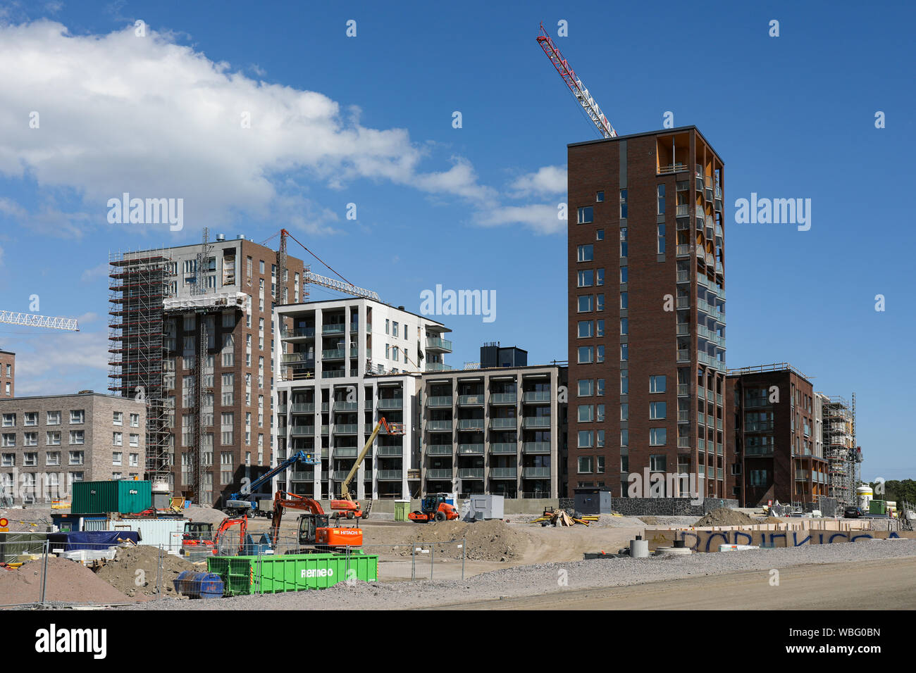 Residential buildings under construction in Sompasaari, former cargo ...